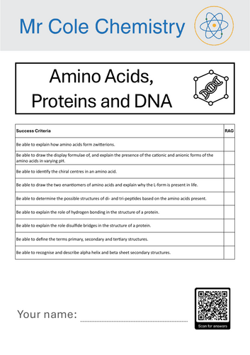 Amino Acids, Proteins and DNA Booklet | Teaching Resources
