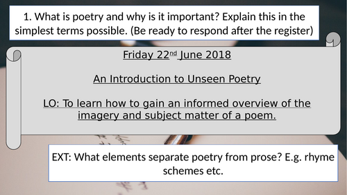 Unseen Poetry: Full Unit of Work. | Teaching Resources