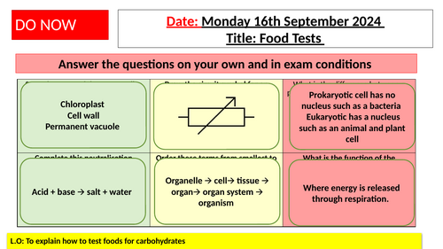Food Tests KS3 | Teaching Resources