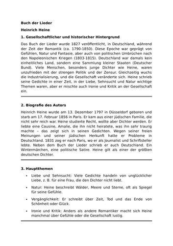 Buch der Lieder - Heinrich Heine - Essential Guide | Teaching Resources