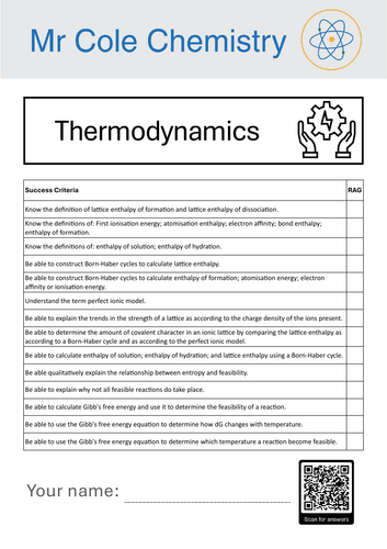 Thermodynamics Booklet | Teaching Resources