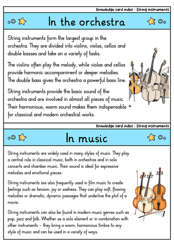 String Instruments – Flashcards on Violin, Cello, and More | Teaching ...