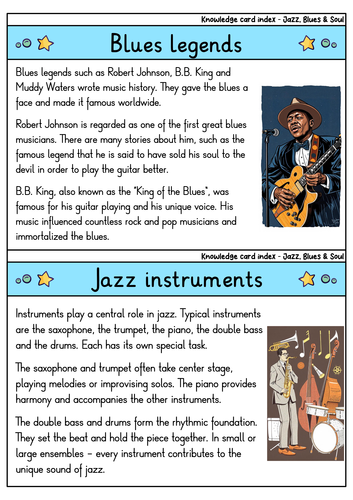 Jazz, Blues & Soul - Flashcards on History, Key Artists, and Styles ...