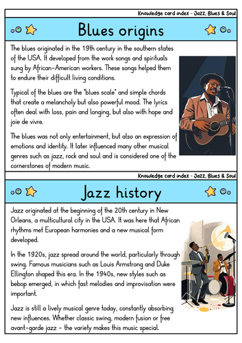 Jazz, Blues & Soul - Flashcards on History, Key Artists, and Styles ...