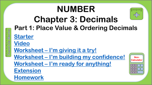Place Value & Ordering Decimals (N 3.1) | Teaching Resources