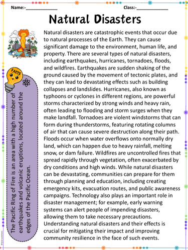 Understanding Natural Disasters: Engaging Reading Passage & Questions ...