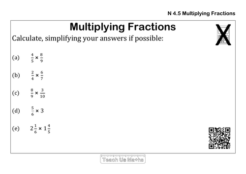 Multiplying Fractions (N 4.5) | Teaching Resources