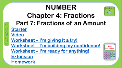 Fractions of an Amount (N 4.7) | Teaching Resources