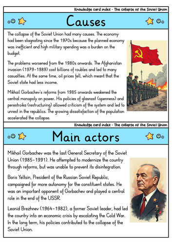 The Collapse of the Soviet Union - Flashcards | History | Key Events ...