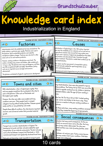 The Industrial Revolution in England - Flashcards | History | Key ...