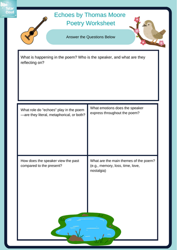 Echoes by Thomas Moore Poetry Worksheet | Teaching Resources
