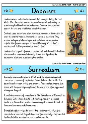 Avant-Gardism - Flashcards | Art | Movements | Key Artists & Ideas ...