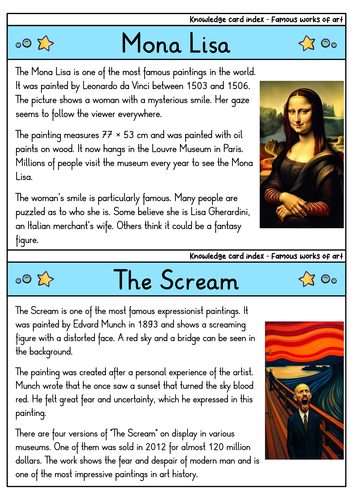 Famous Artworks - Flashcards | Art History | Iconic Paintings ...