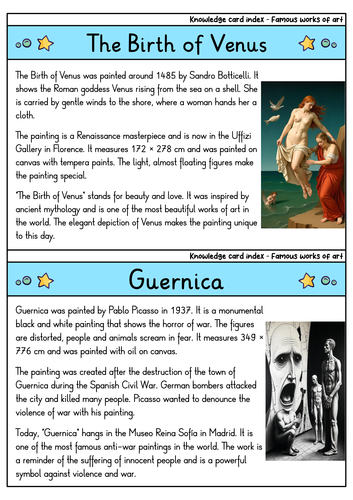 Famous Artworks - Flashcards | Art History | Iconic Paintings ...