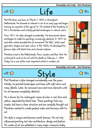 Piet Mondrian - Flashcards | Art | Abstract Art | Key Works & Legacy ...