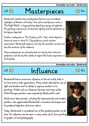 Rembrandt - Flashcards | Art | Baroque | Key Works & Legacy | Teaching ...