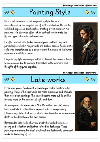 Rembrandt - Flashcards | Art | Baroque | Key Works & Legacy | Teaching ...
