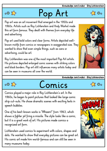 Roy Lichtenstein - Flashcards | Art | Pop Art | Key Works & Techniques ...