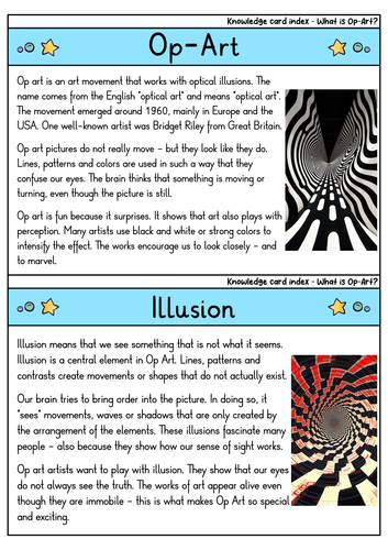 What is Op Art? - Flashcards | Art | Optical Illusions | Key Artists ...