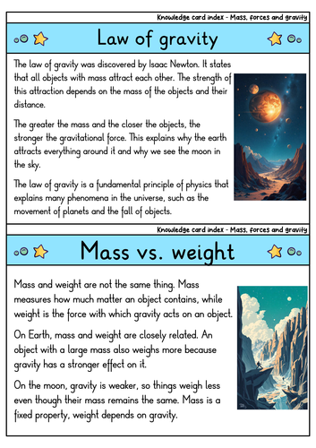 Mass, Forces & Gravity - Flashcards | Physics | Key Concepts | Laws of Motion & Gravity ...