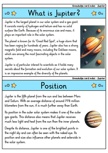 Jupiter - Flashcards | Astronomy | Gas Giant | Moons & Atmosphere | Teaching Resources