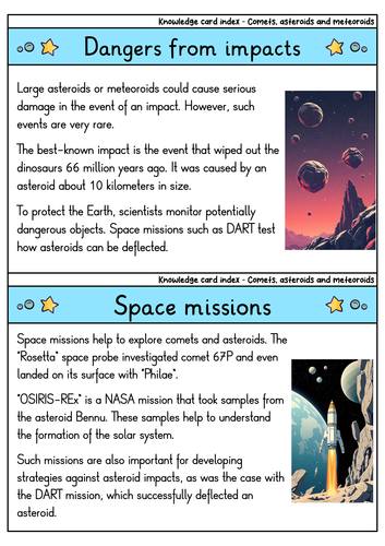 Comets, Asteroids & Meteoroids - Flashcards | Astronomy | Types ...