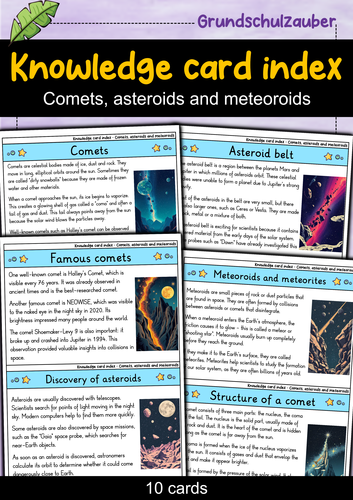 Comets, Asteroids & Meteoroids - Flashcards | Astronomy | Types ...