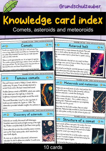 Comets, Asteroids & Meteoroids - Flashcards | Astronomy | Types ...