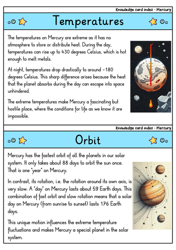 Mercury - Flashcards | Astronomy | The Smallest Planet | Surface ...