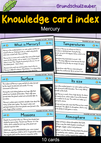Mercury - Flashcards | Astronomy | The Smallest Planet | Surface ...