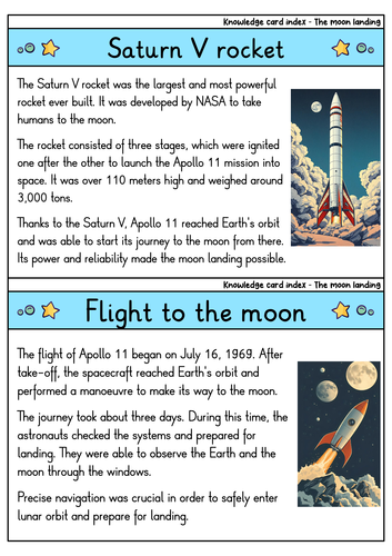 The Moon Landing - Flashcards | Space Exploration | Apollo 11 & Key ...