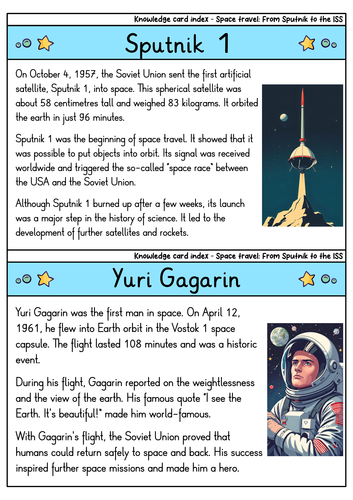 Space Exploration - From Sputnik to the ISS - Flashcards | Space ...