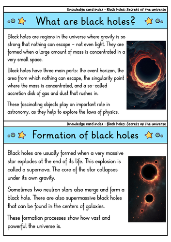 Black Holes - Flashcards | Astronomy | Key Concepts | Formation ...
