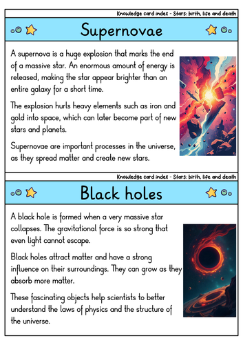 Stars: Birth, Life & Death - Flashcards | Astronomy | Stellar Evolution ...