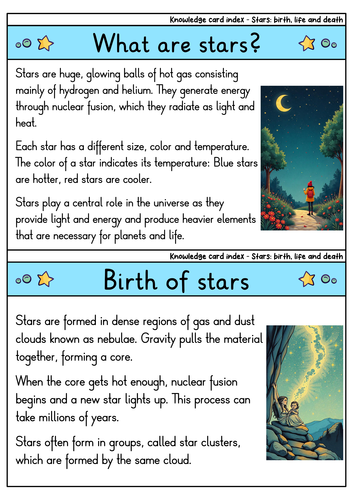 Stars: Birth, Life & Death - Flashcards | Astronomy | Stellar Evolution ...