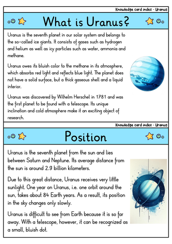 Uranus - Flashcards | Astronomy | Ice Giant | Rings & Moons | Teaching Resources