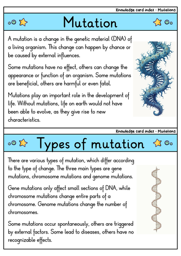 Mutations - Flashcards | Biology | Types, Causes & Effects | Teaching ...