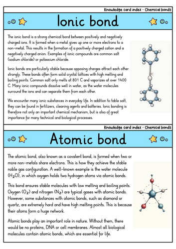 Chemical Bonds - Flashcards | Chemistry | Ionic, Covalent & Metallic ...