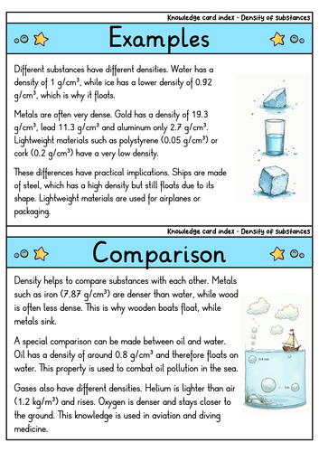Density of Substances - Flashcards | Chemistry | Calculation ...