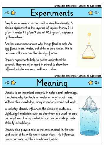 Density of Substances - Flashcards | Chemistry | Calculation ...