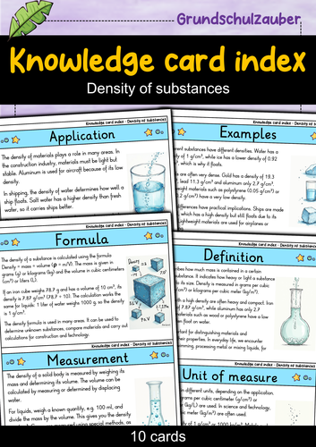 Density of Substances - Flashcards | Chemistry | Calculation ...