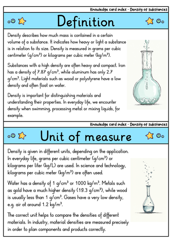 Density of Substances - Flashcards | Chemistry | Calculation ...