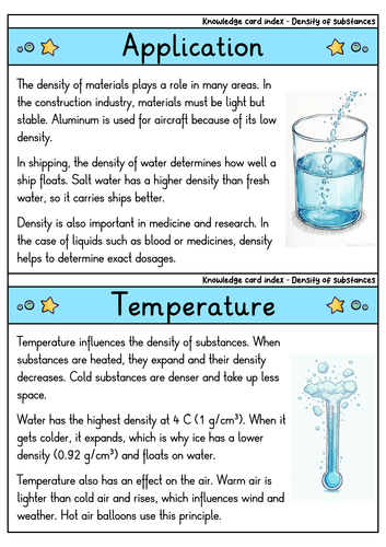 Density of Substances - Flashcards | Chemistry | Calculation ...