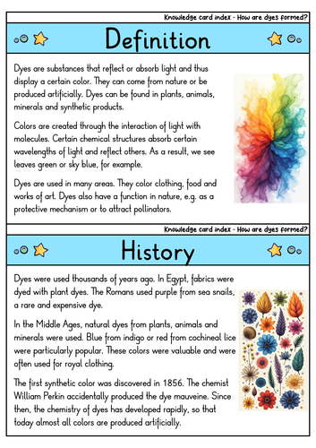 Dyes - Flashcards | Chemistry | Types, Properties & Applications ...
