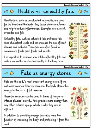 Fats - Flashcards | Biology | Structure, Types & Functions | Teaching ...