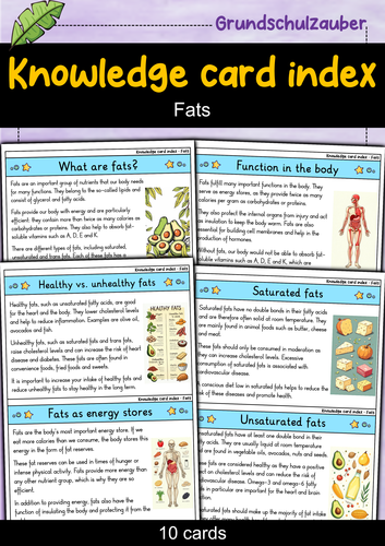 Fats - Flashcards | Biology | Structure, Types & Functions | Teaching ...