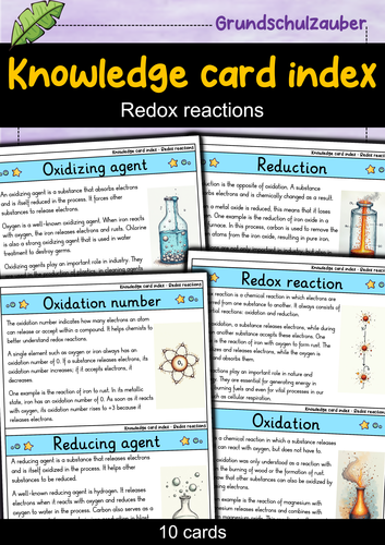 Redox Reactions - Flashcards | Chemistry | Oxidation, Reduction ...