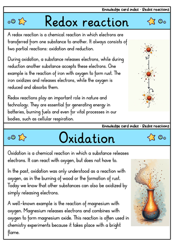 Redox Reactions - Flashcards | Chemistry | Oxidation, Reduction ...