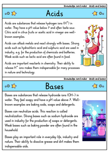 Acids and Bases - Flashcards | Chemistry | Properties, Theories ...
