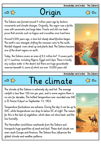 The Sahara - Flashcards | Geography | Desert, Climate & Ecosystems ...